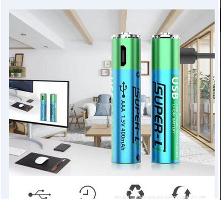 China AAA Rechargeable Lithium Batteries 1.5V 400mAh Capacity Cylinder Shape Durable supplier