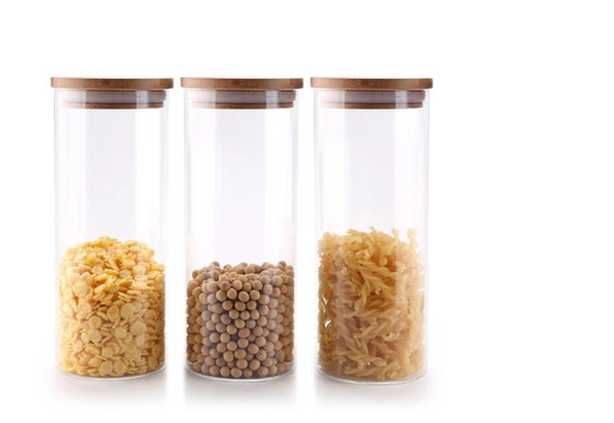 Bamboo Lid Glass Kitchenware Borosilicate Air Tight Food Glass Storage Containers Jars supplier